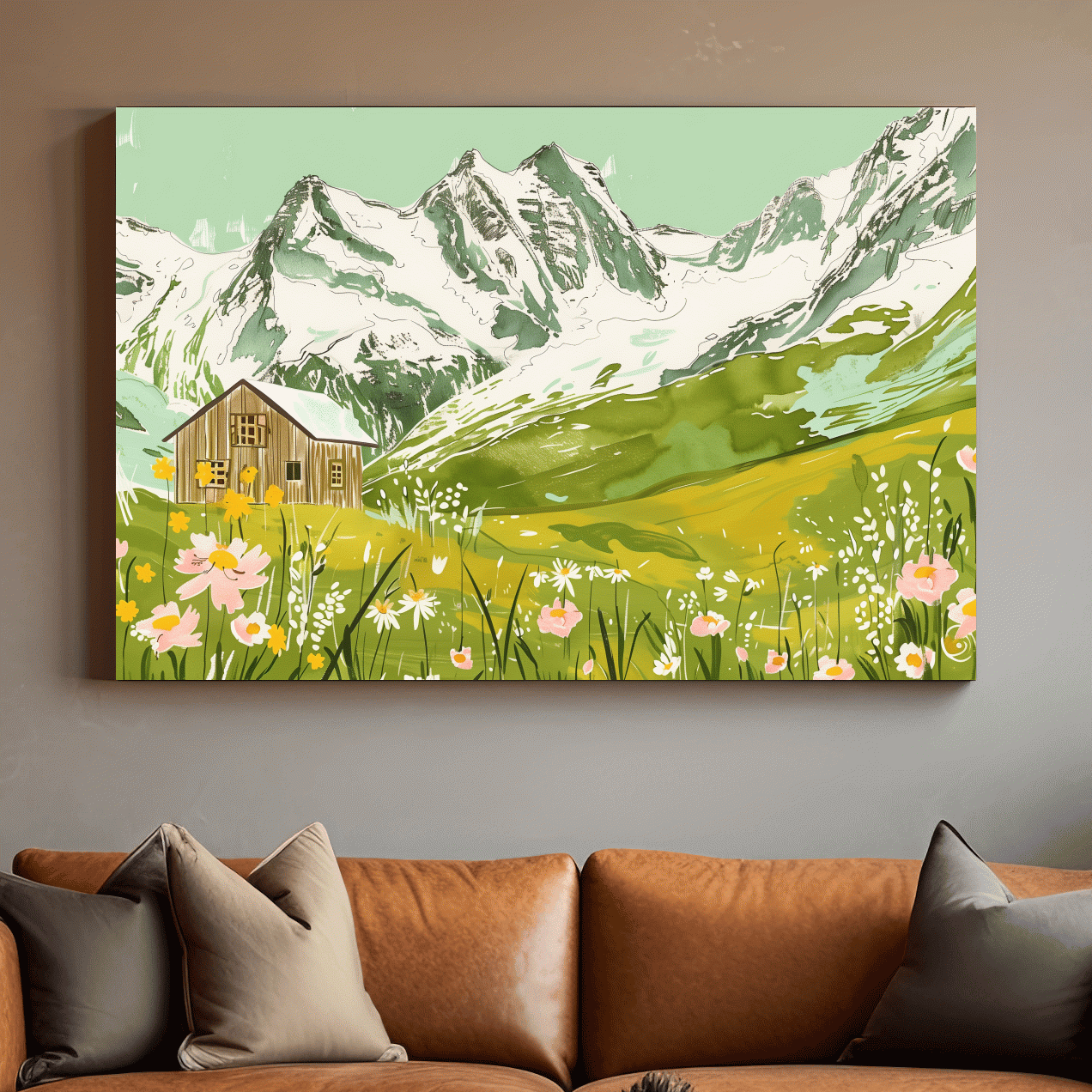 Mountain Inspired Canvas Drawing Art | Mountain Canvas